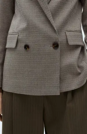 Mango Houndstooth Check Blazer