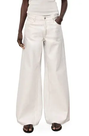 Mango Metallic Finish Wide-leg Jeans