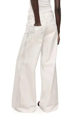 Mango Metallic Finish Wide-leg Jeans