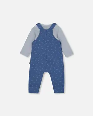 DEUX PAR DEUX Organic Cotton Bodysuit And Overalls Set - Blue