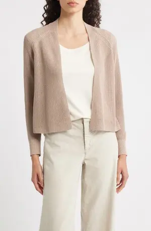 Eileen Fisher Organic Cotton & Silk Rib Cardigan