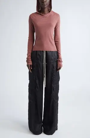 Rick Owens Rib Crop Hoodie - Rosewood