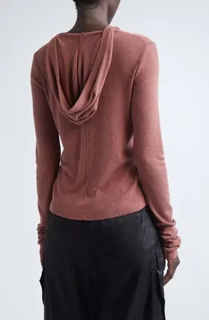 Rick Owens Rib Crop Hoodie - Rosewood