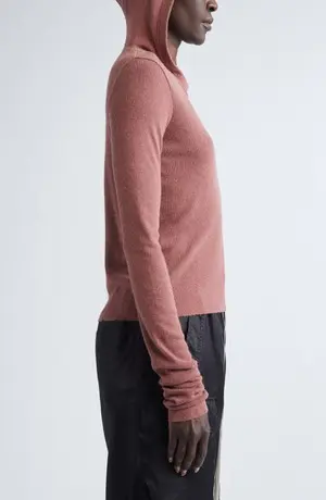 Rick Owens Rib Crop Hoodie - Rosewood