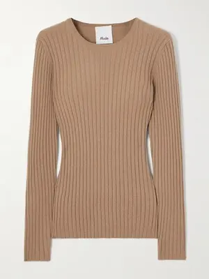 ALLUDE Ribbed Cashmere Sweater - Brown