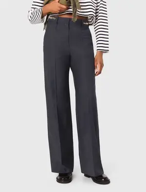 Maje Straight-cut Suit Trousers With Chain Detail