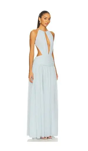 aquamarine formal dress MYKONOS Aquamarine Satin Maxi Dress – Luxe Elegance main image 1