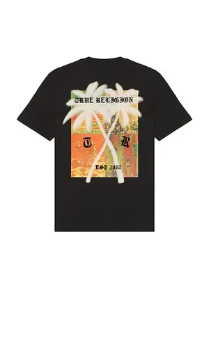 True Religion Palm Tree Tee In Black - Jet Black