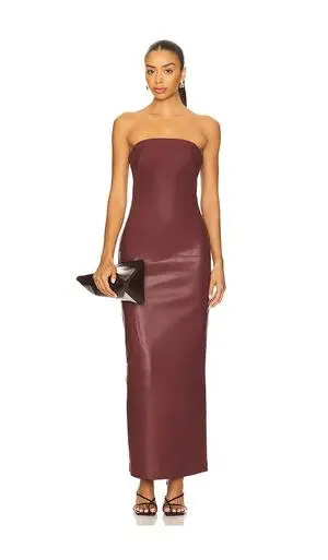 NAKEDVICE The Allegra Strapless Faux Leather Dress