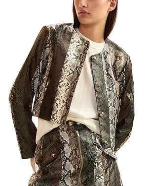 Cynthia Rowley Snake Embossed Cropped Jacket