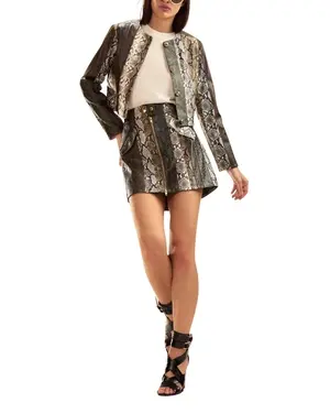 Cynthia Rowley Snake Embossed Cropped Jacket
