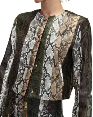 Cynthia Rowley Snake Embossed Cropped Jacket