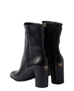 Prada Leather Booties - Black