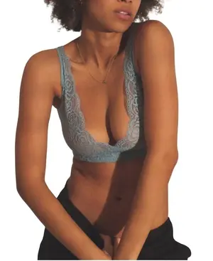 BRABAR Soft V Lace Reversible Bralette - Faded Denim