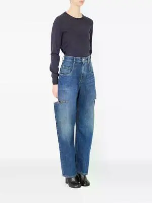 MAISON MARGIELA Cut-out High-rise Jeans - Blue
