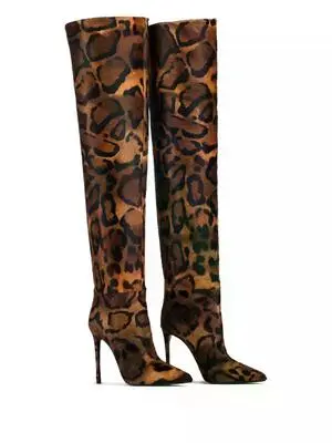 LE SILLA 120mm Leopard-print Leather Boots
