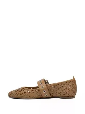 HALMANERA Laser-cut Buckle Flats - Brown