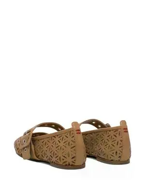 HALMANERA Laser-cut Buckle Flats - Brown