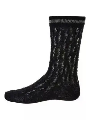 ALTO MILANO Textured-knit Crew Socks - Black