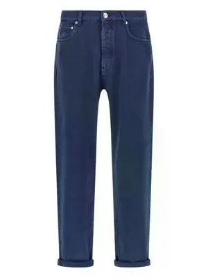 Brunello Cucinelli Garment-dyed Logo-patch Jeans - Blue