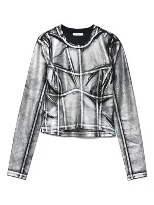 Patrizia Pepe Metallic Panelled Top