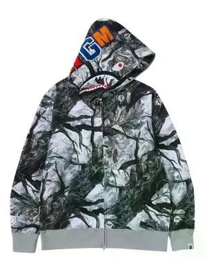 A BATHING APE® Tree Edge Camo Shark Zip-up Hoodie