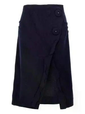 Prada Cashmere Midi Skirt With Button Detail