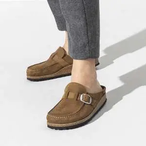 BIRKENSTOCK Buckley Suede Leather Clogs - Tea