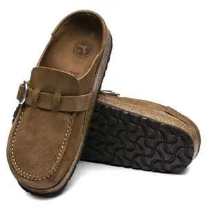 BIRKENSTOCK Buckley Suede Leather Clogs - Tea