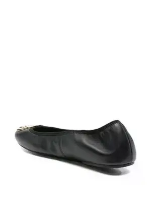 Tory Burch Reva Leather Ballet Flats - Black