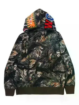 A BATHING APE Tree Edge Camo Shark Zip-up Hoodie - Brown