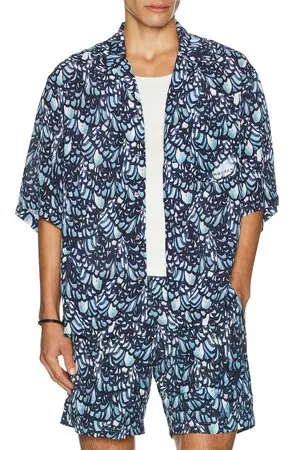 Alexander McQueen Boxy Feather Print Hawaiian Shirt
