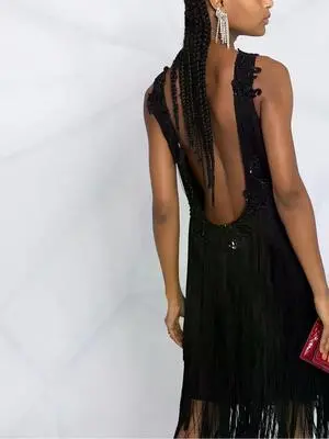Alberta Ferretti Embellished Tassel Midi Dress