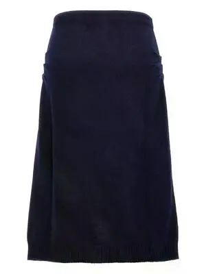 Prada Cashmere Midi Skirt With Button Detailing