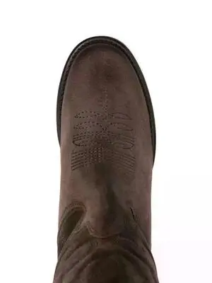 GISEL MOIRE Embroidered Suede Cowboy Boots