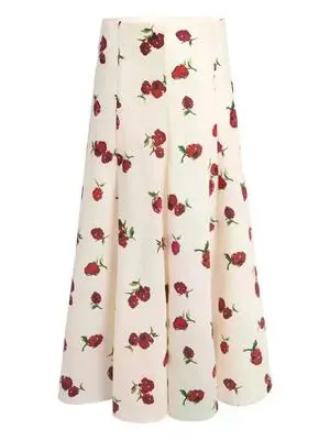 Khaite Lenno Floral-print Pleated Midi Skirt - Neutrals