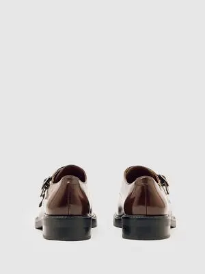 REISS Leather Double-strap Monk Shoes