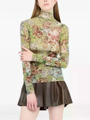 Liu Jo Floral-print Ribbed Sweater