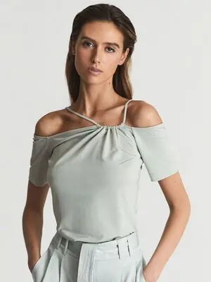 REISS Cierra Off-shoulder Strap Top