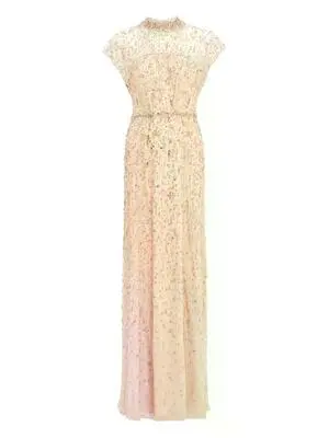 Jenny Packham Crystal-embellished Maxi Dress - Neutrals