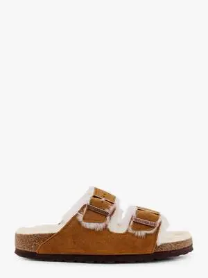 BIRKENSTOCK Arizona Shearling Suede Sandals - Brown