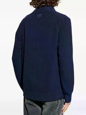 MARANT Ribbed Zip-up Cardigan - Blue
