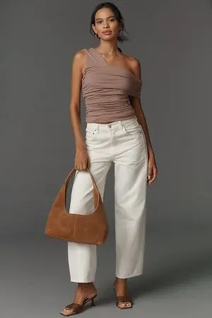 Susana Monaco Off-shoulder Ruched Tank Top - Chocolate
