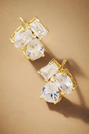 Shashi Pierre Crystal Cluster Stud Earrings - Gold