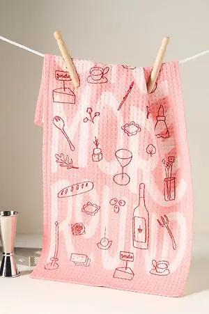 Anthropologie One More Round Dish Towel - Pink