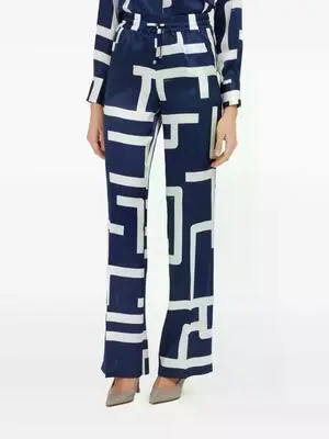 Kiton Geometric-print Silk Trousers