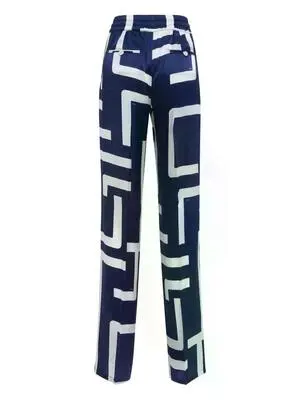 Kiton Geometric-print Silk Trousers