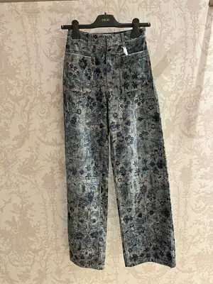 Dior Printed Wide-Leg Jeans Blue/gray