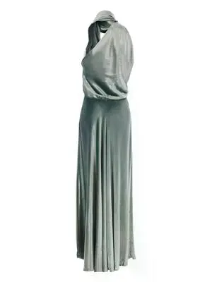 Alberta Ferretti Draped Cowl-neck Midi Dress