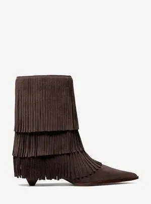 Michael Kors Jayla Fringed Suede Boots - Brown